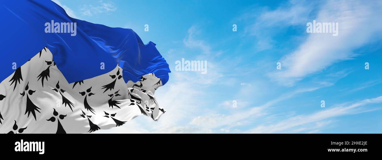 flag of department of Cotes d'Armor, France at cloudy sky background on ...