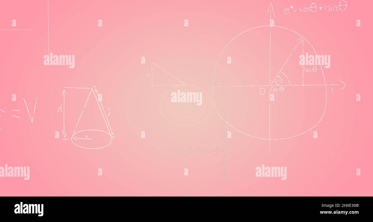 Image of hand written mathematical formulae over pink background Stock ...