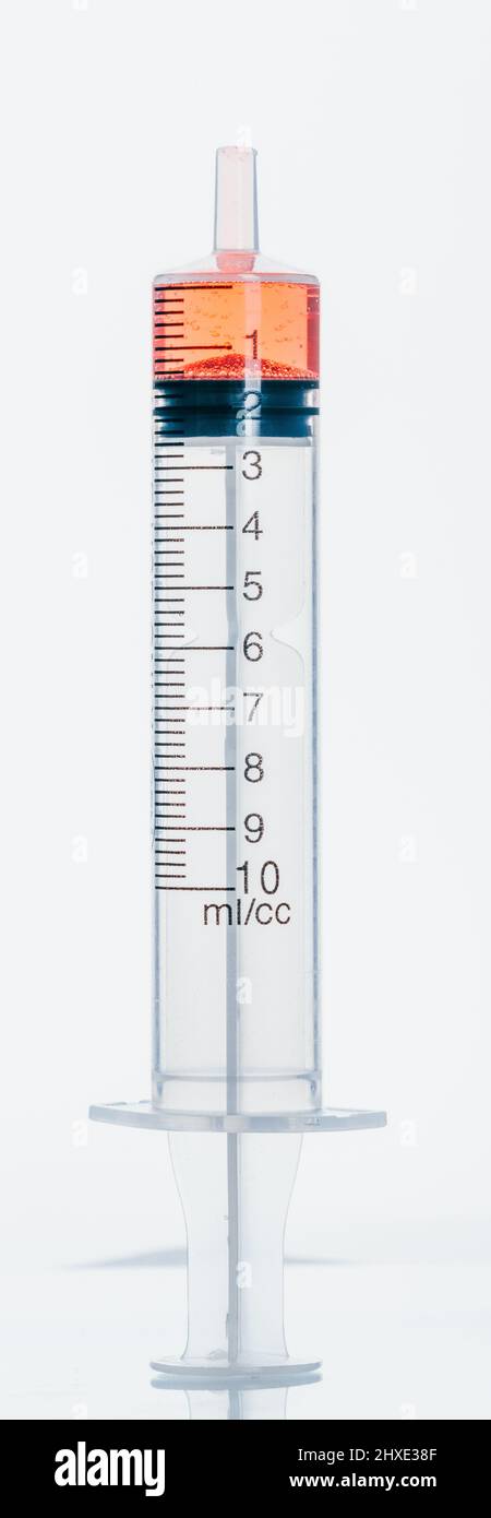 Medical Syringe with needle isolated on white, macro shooting. Isolated ...