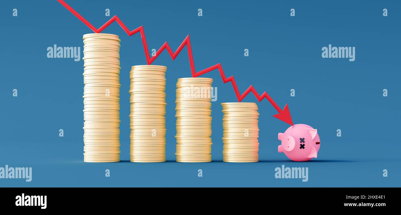 Rising costs due to the financial crisis. Stock chart falling down ...