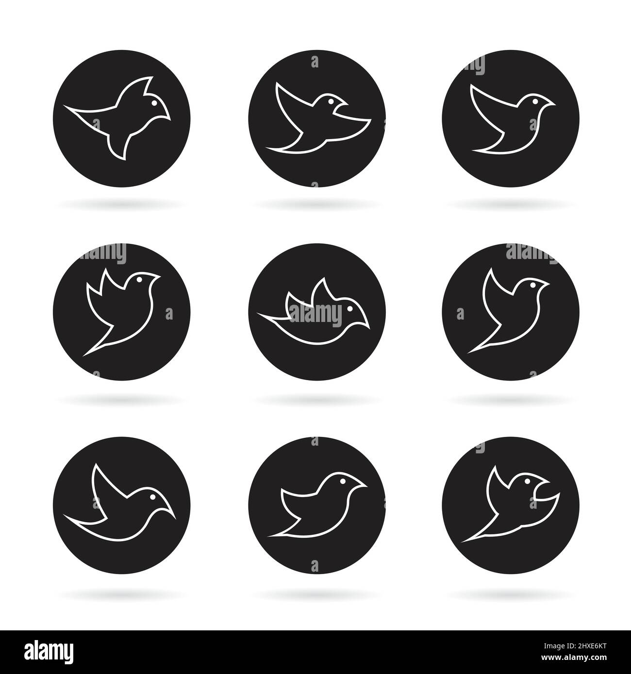 .Vector group of bird in the circle on white background. Easy editable ...