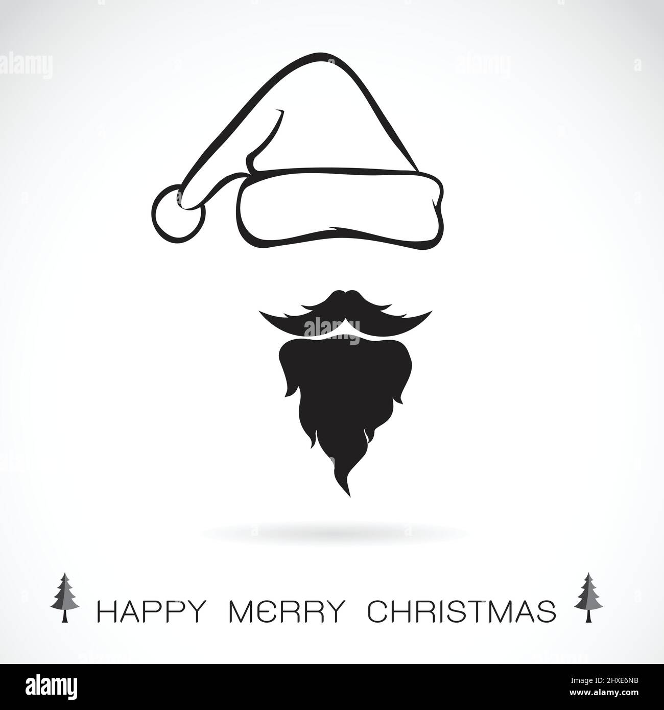Vector image of santa hats and beards on white background. Christmas ...