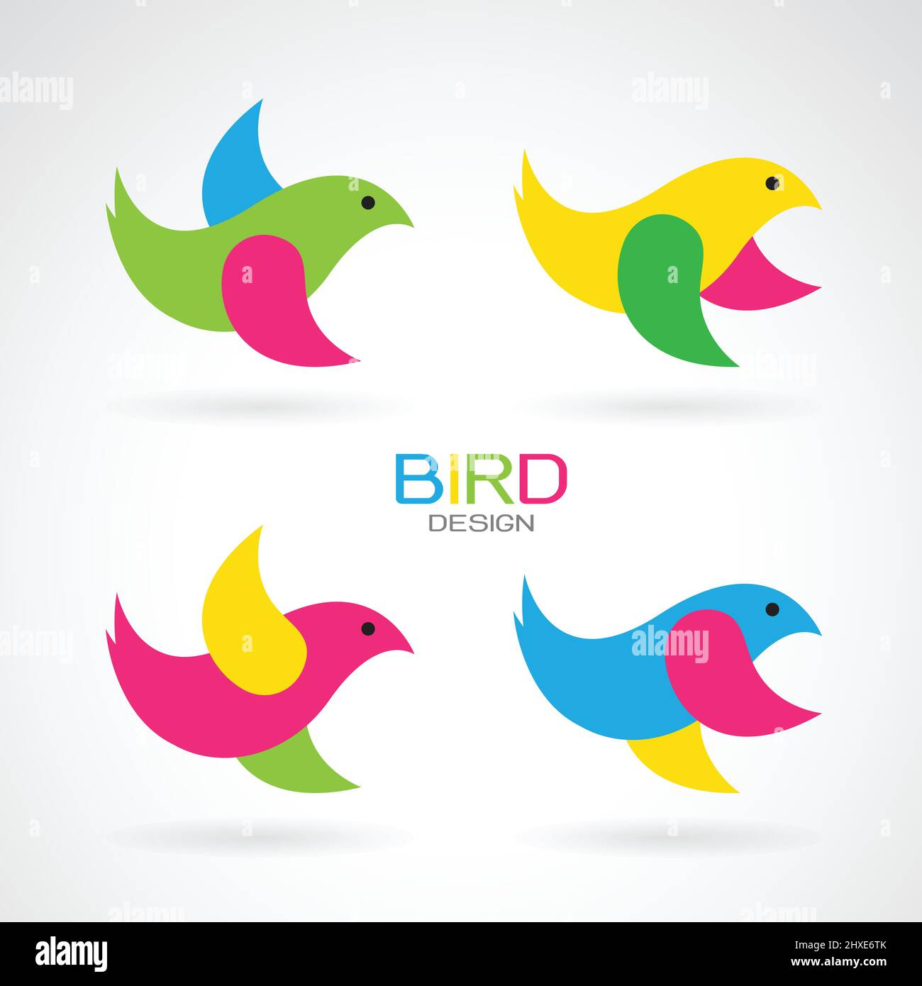 Set of vector bird design icons on white background. Easy editable ...
