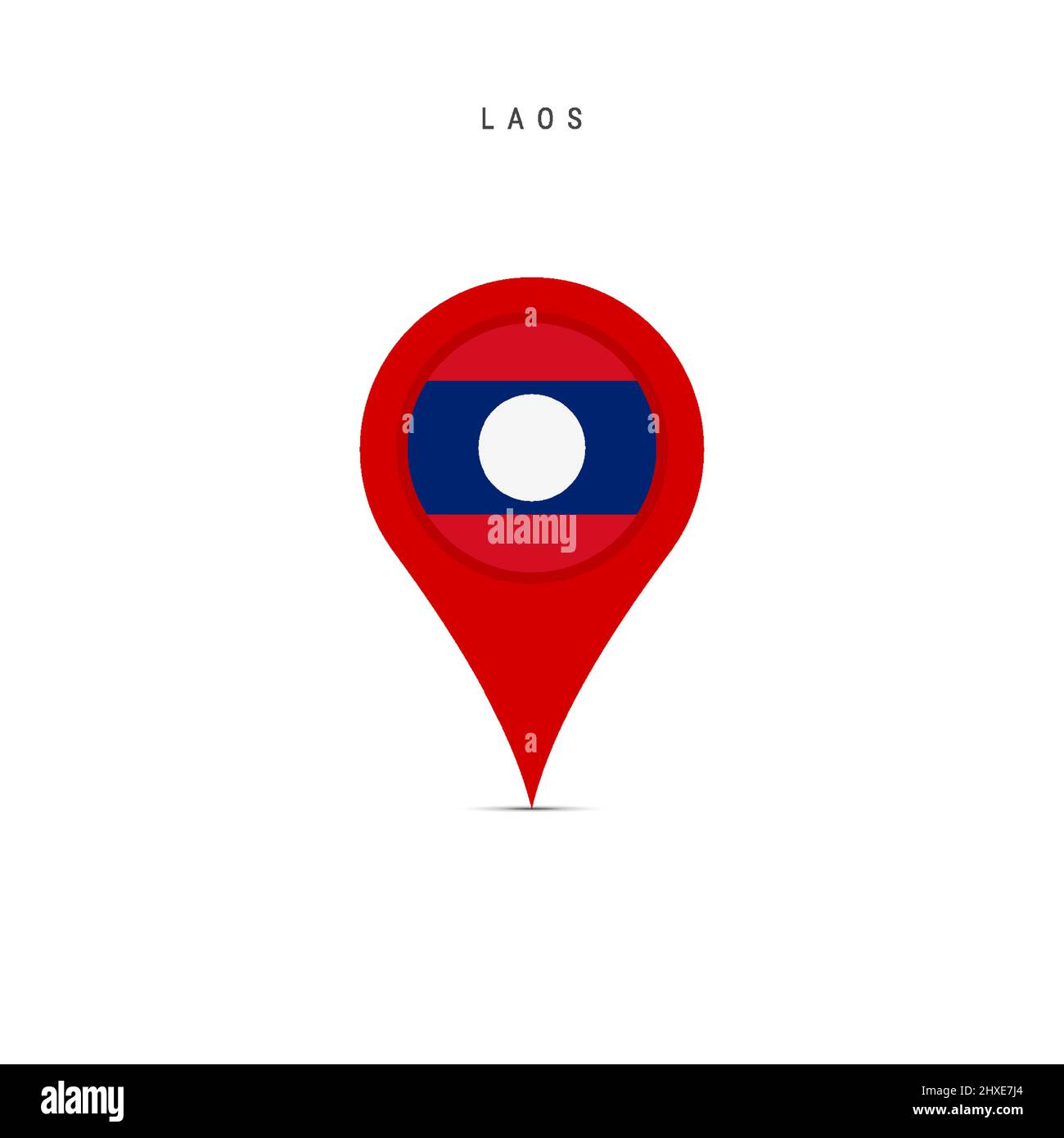Teardrop map marker with flag of Laos. Laotian flag inserted in the location map pin. Flat ...