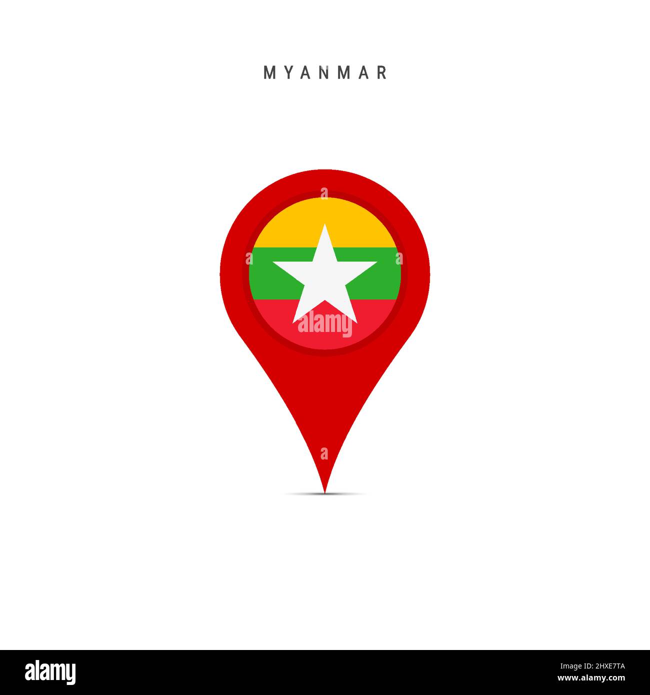 Teardrop map marker with flag of Myanmar. Burma flag inserted in the ...
