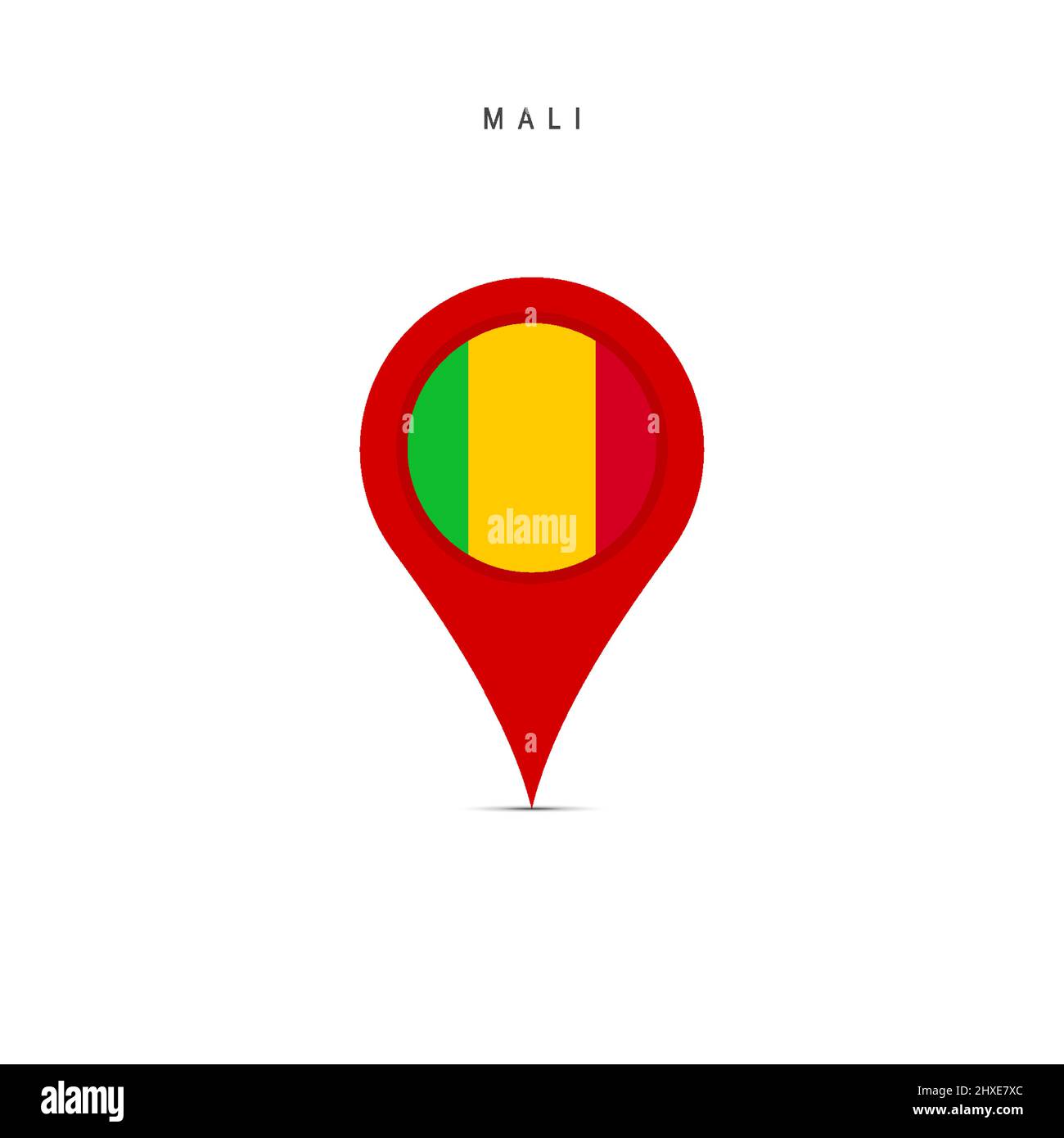 Teardrop map marker with flag of Mali. Malian flag inserted in the location map pin. Flat vector ...