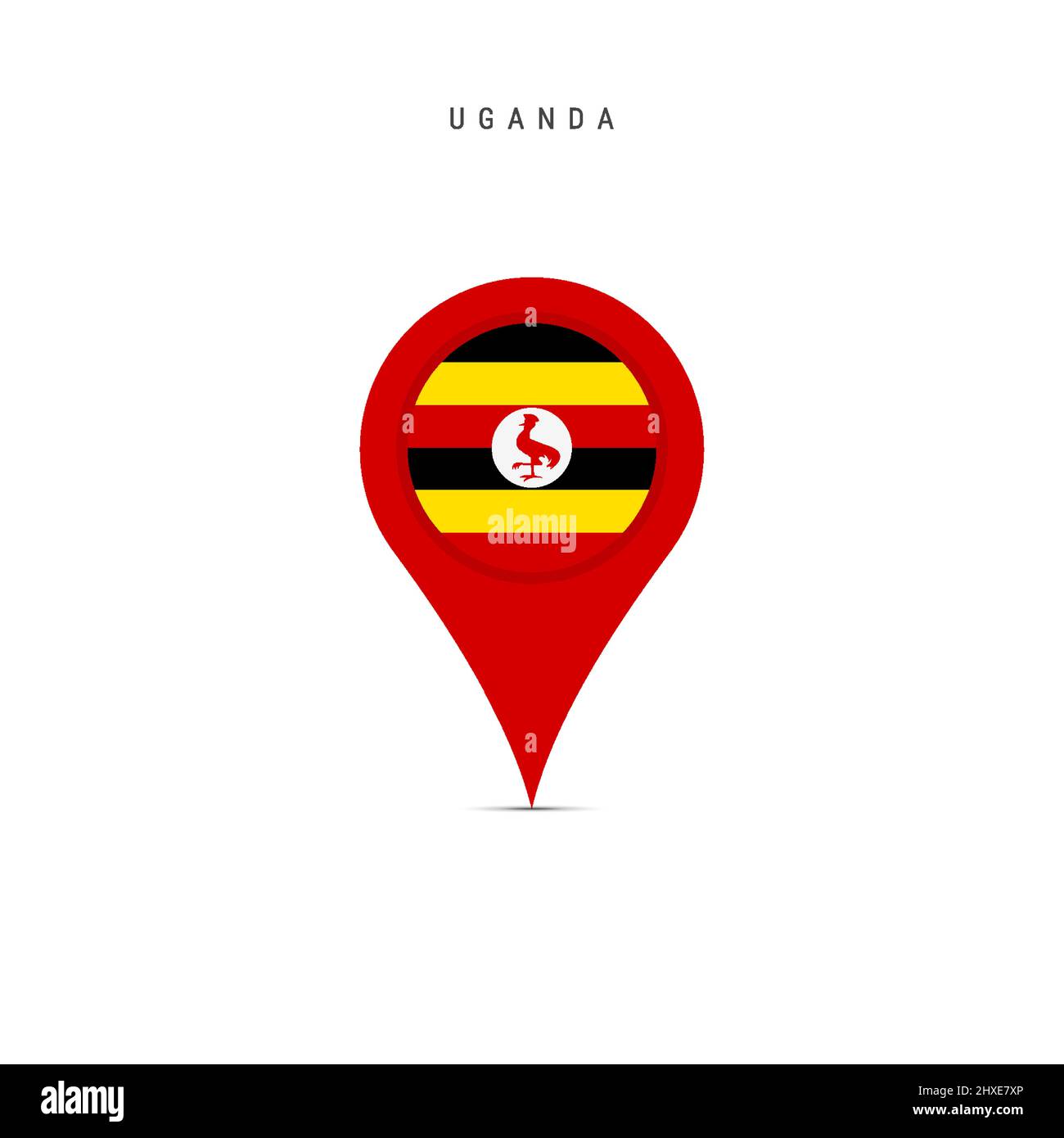 Teardrop map marker with flag of Uganda. Ugandan flag inserted in the ...