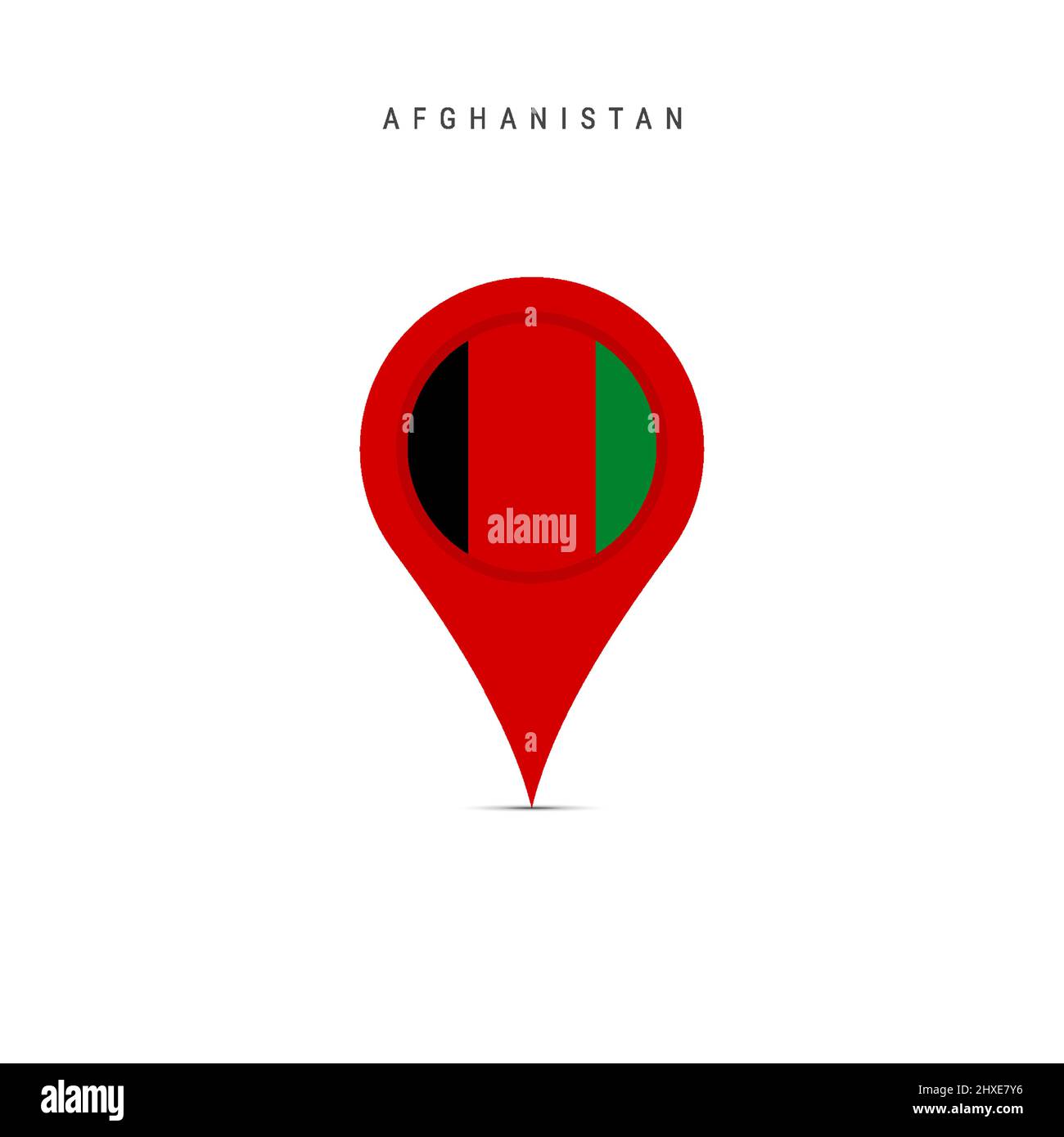 Teardrop map marker with flag of Afghanistan. Afghan flag inserted in the location map pin. Flat ...