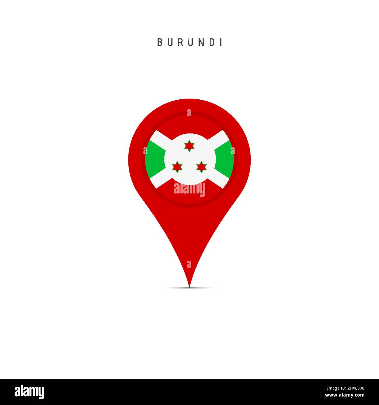 Teardrop map marker with flag of Burundi. Burundian flag inserted in ...