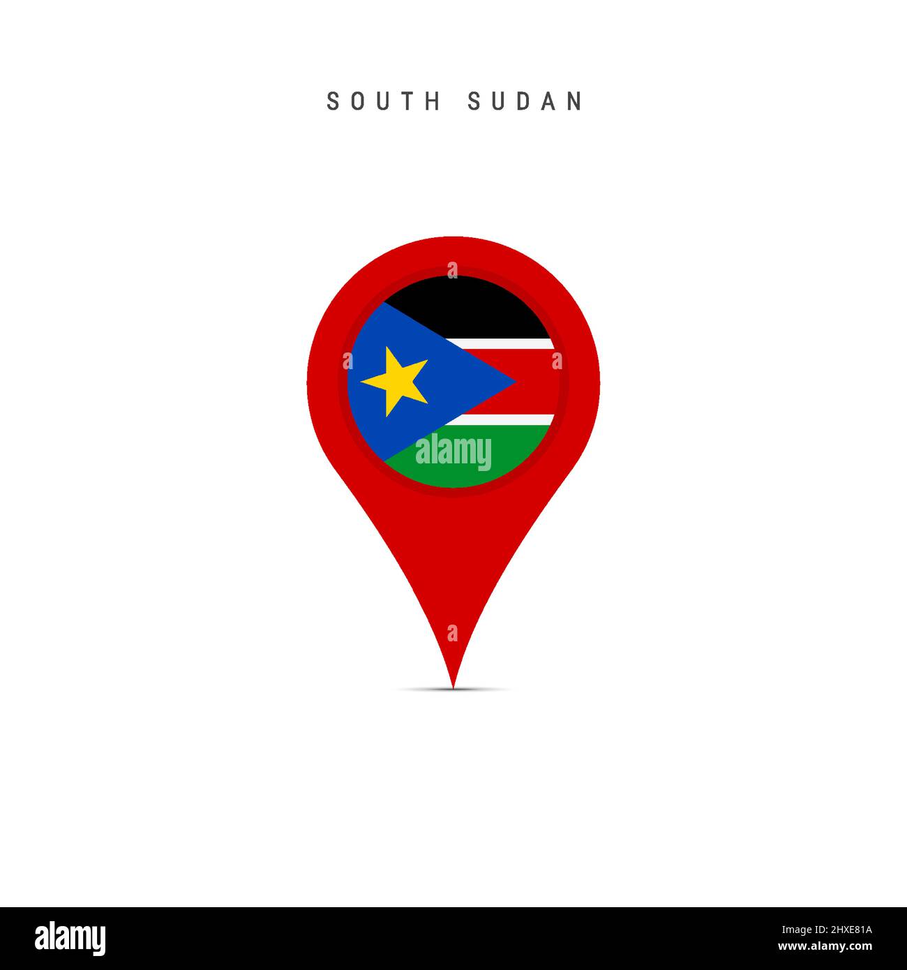 Teardrop map marker with flag of South Sudan. South Sudanese flag ...