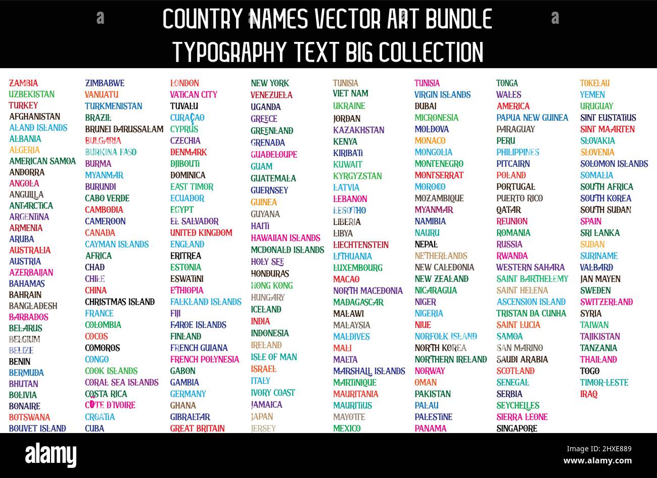 Country Names Bundle For Flyers, Brochures, Posters, Country Name Fonts ...