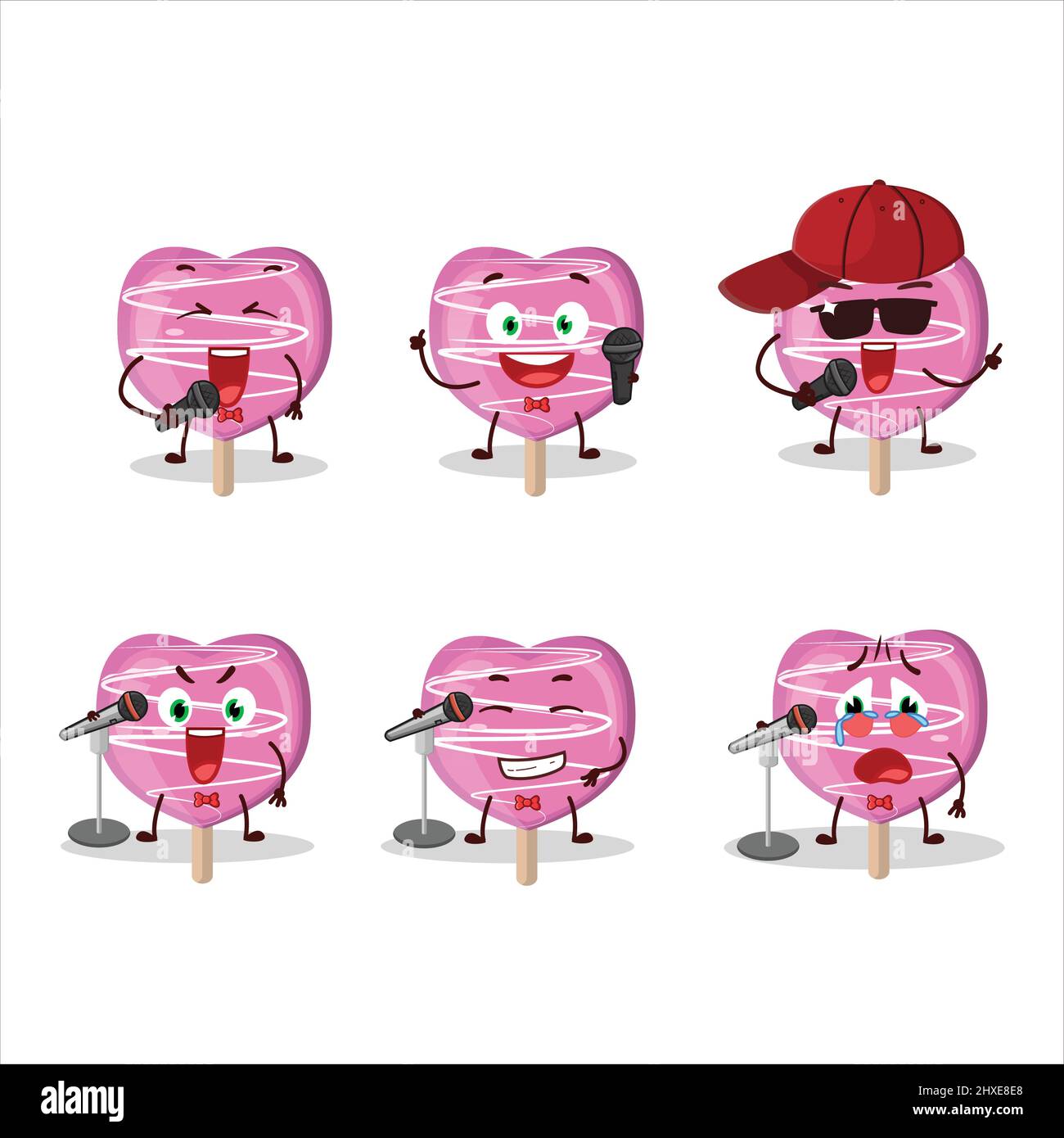 A Cute Cartoon design concept of pink lolipop love singing a famous ...
