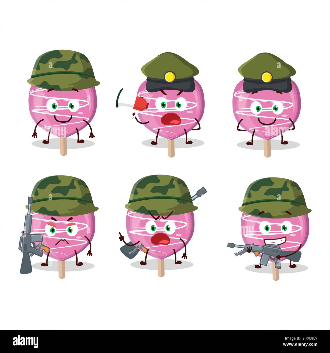 A charming soldier pink lolipop love cartoon picture bring a gun ...