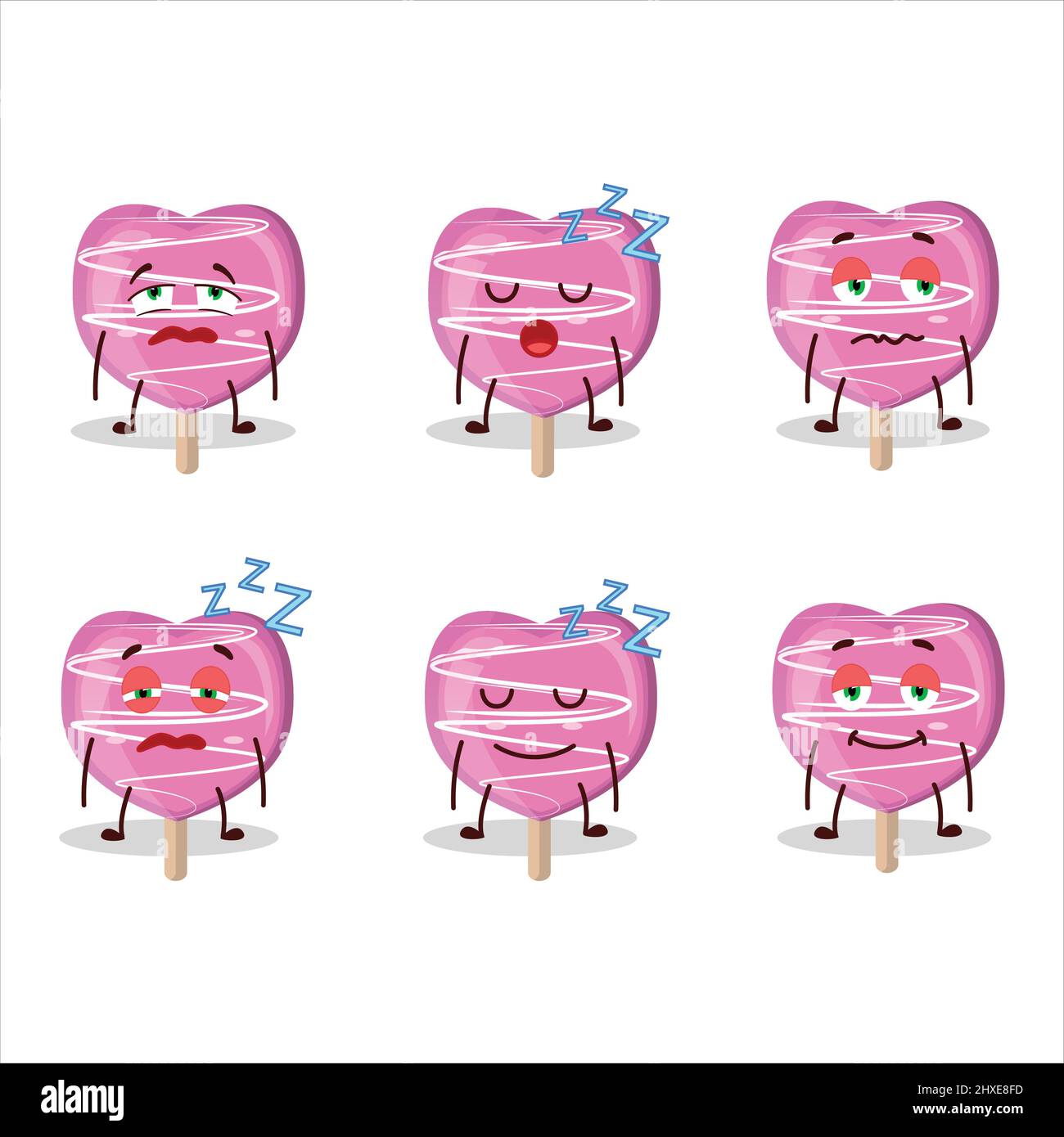 Cartoon character of pink lolipop love with sleepy expression. Vector ...
