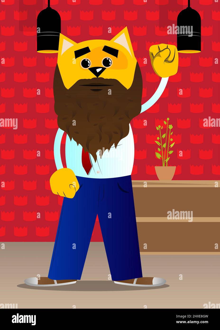 Funny cartoon cat making power to the people fist gesture. Vector ...