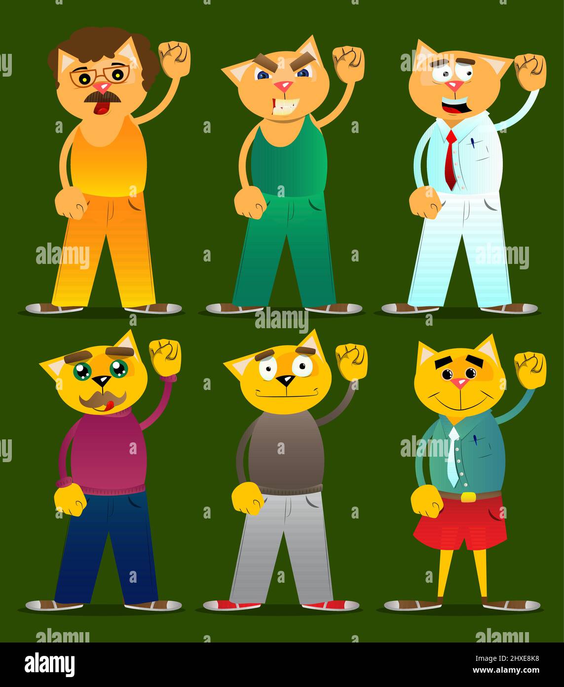 Funny cartoon cat making power to the people fist gesture. Vector ...