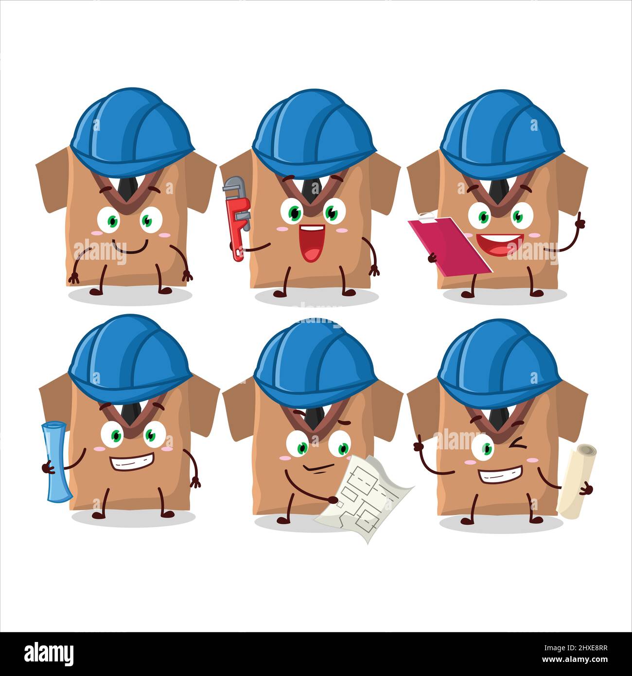 architect school uniform brown cute mascot character with pliers ...