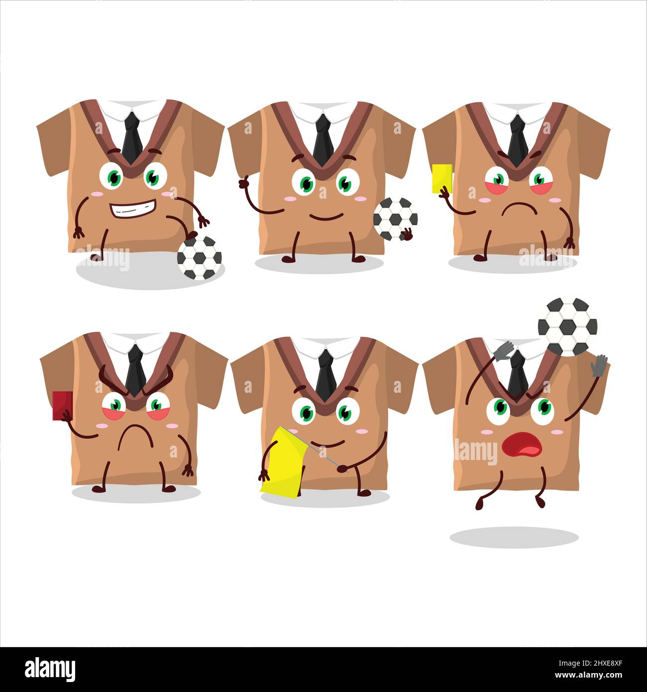 School uniform brown cartoon character working as a Football referee ...
