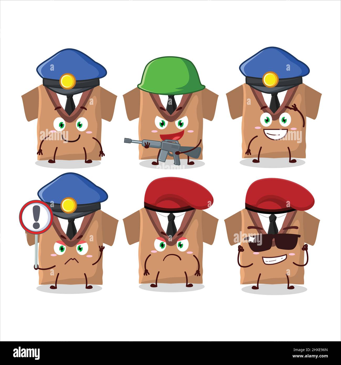 A dedicated Police officer of school uniform brown mascot design style ...