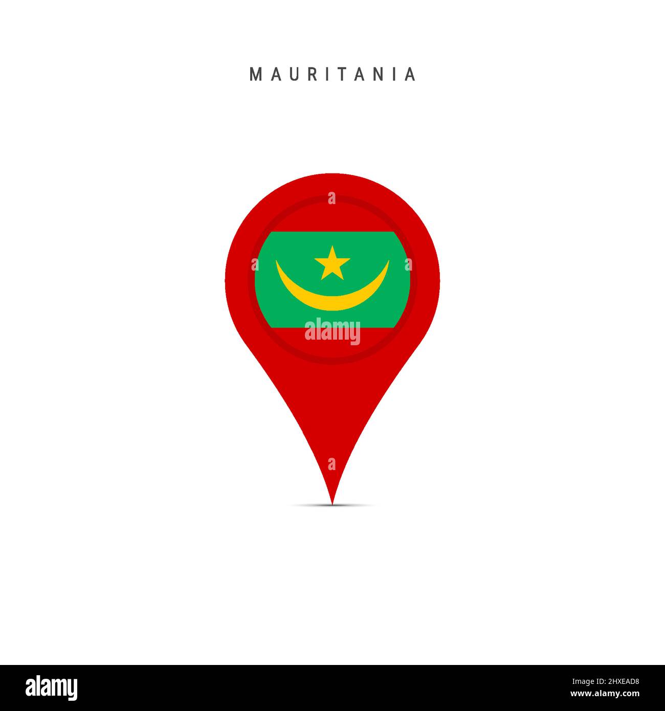 Teardrop map marker with flag of Mauritania. Mauritanian flag inserted in the location map pin ...