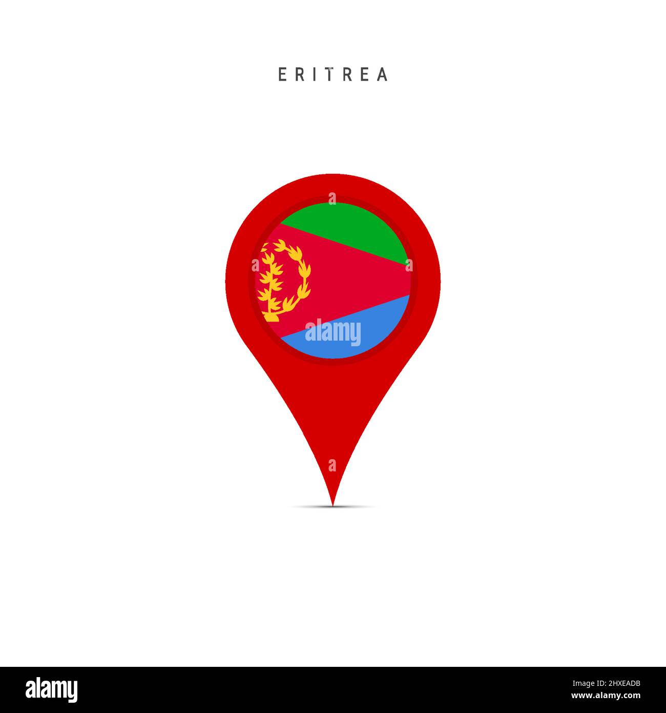 Teardrop map marker with flag of Eritrea. Eritrean flag inserted in the location map pin. Flat ...