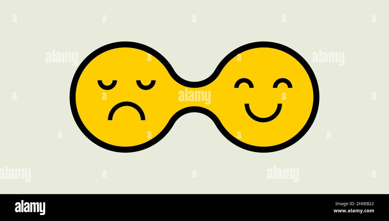 Unhappy and happy faces. Sad and happy characters. Customer emotions ...