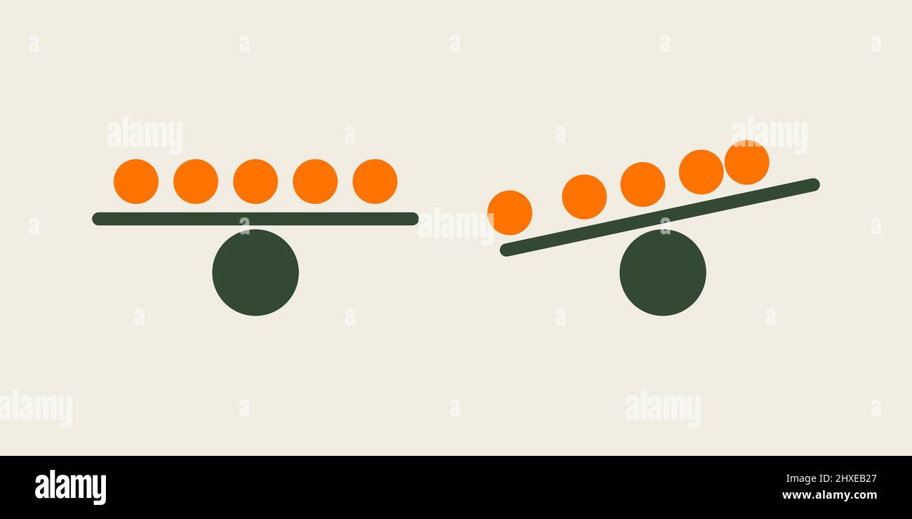 Balance and disbalance symbol. Harmony and disharmony icon. Financial ...