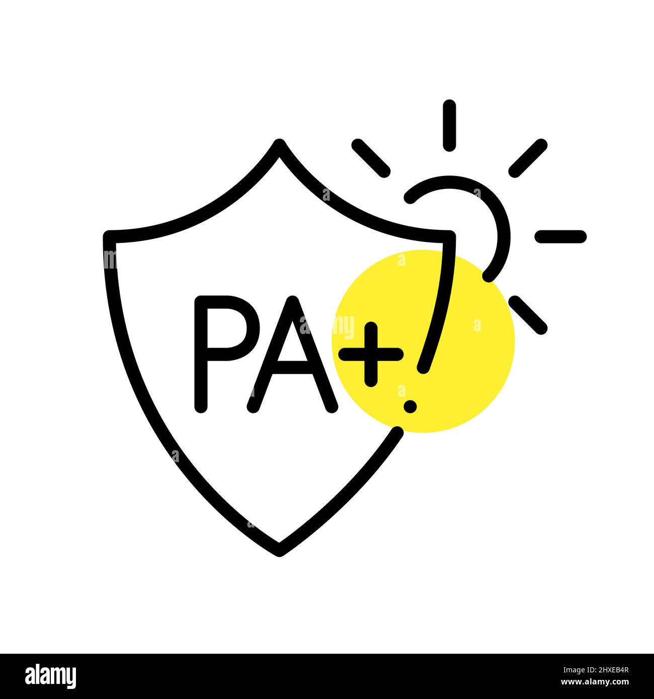PA protection icons. Sun and shield. Pixel perfect, editable stroke ...