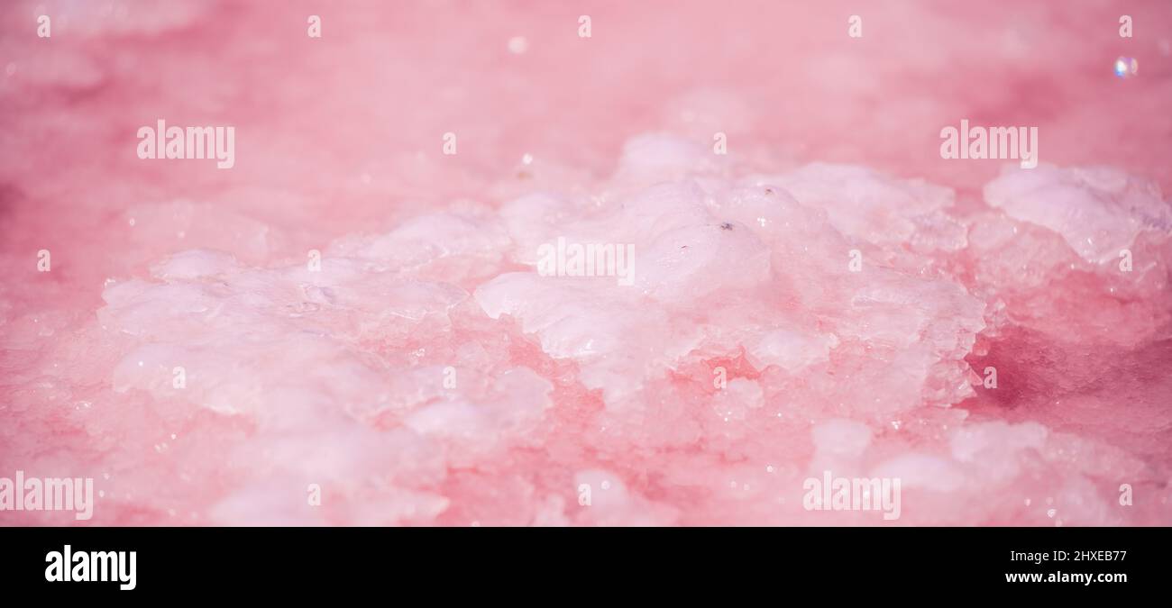 Pink salt cristales. Natural pink salt lake texture. Salt mining ...