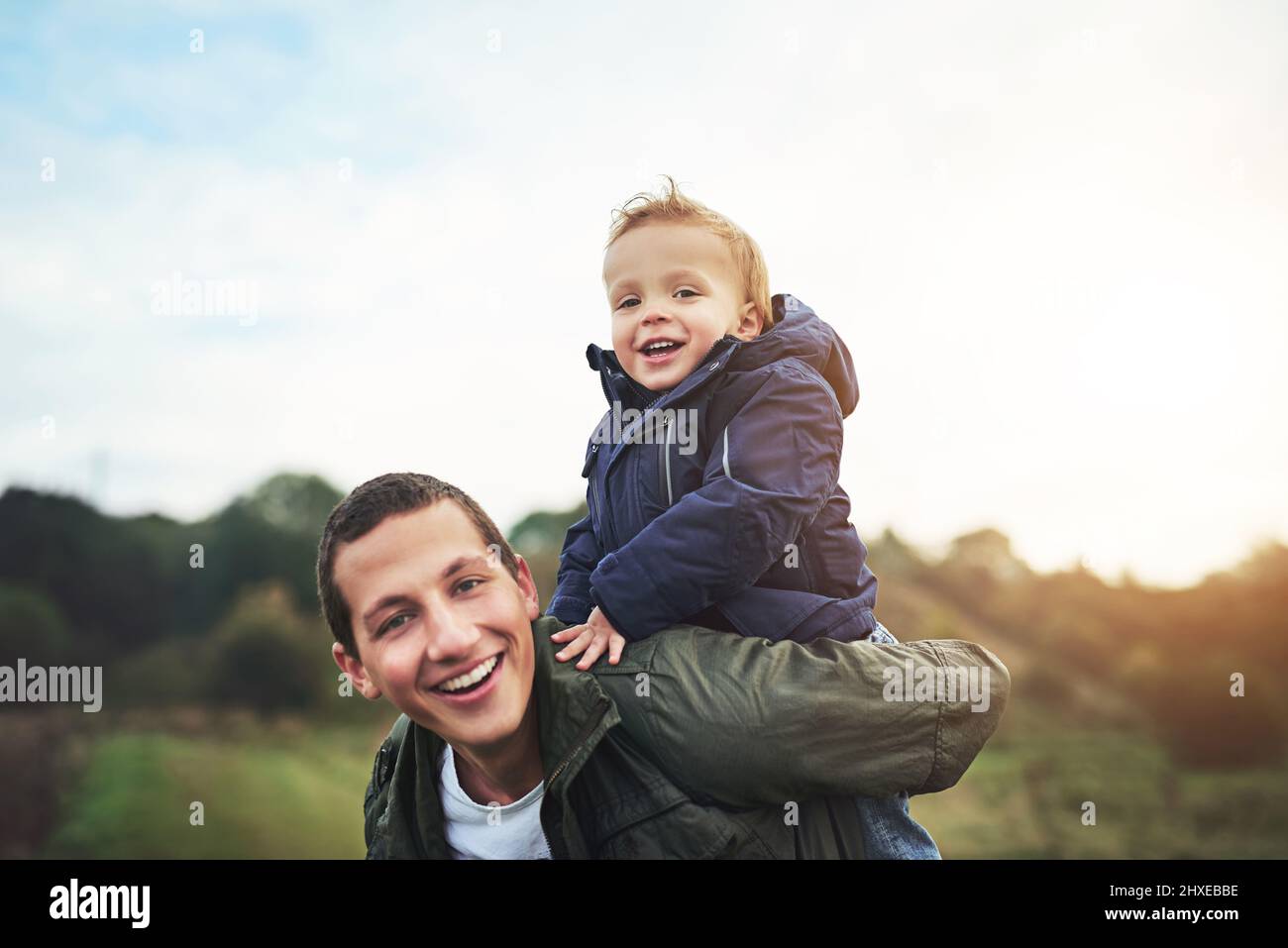 Hes my pride and joy. Portrait of a father bonding with his son outside ...