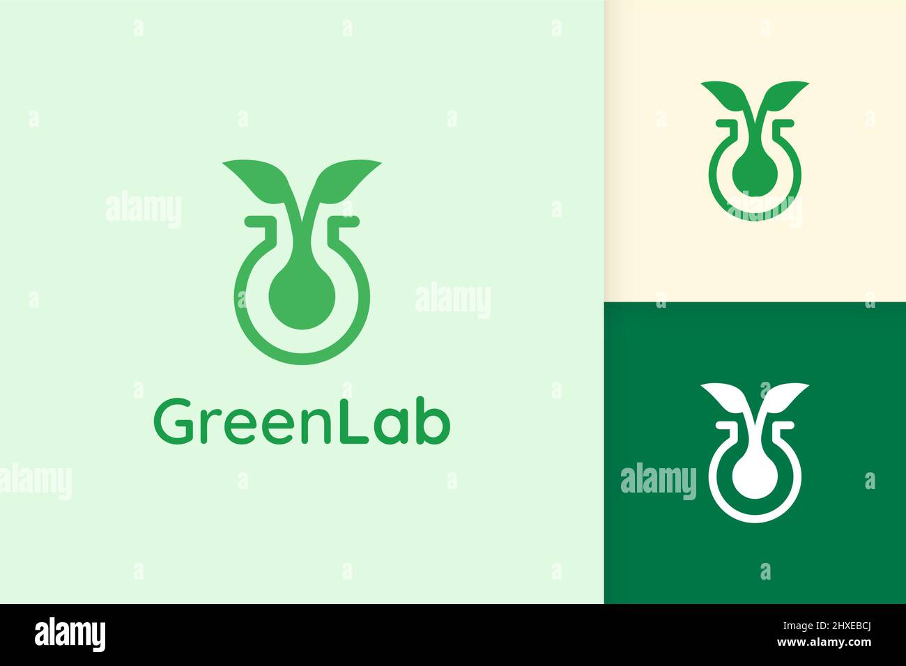 green lab logo with leaf shape for science or chemistry Stock Vector ...