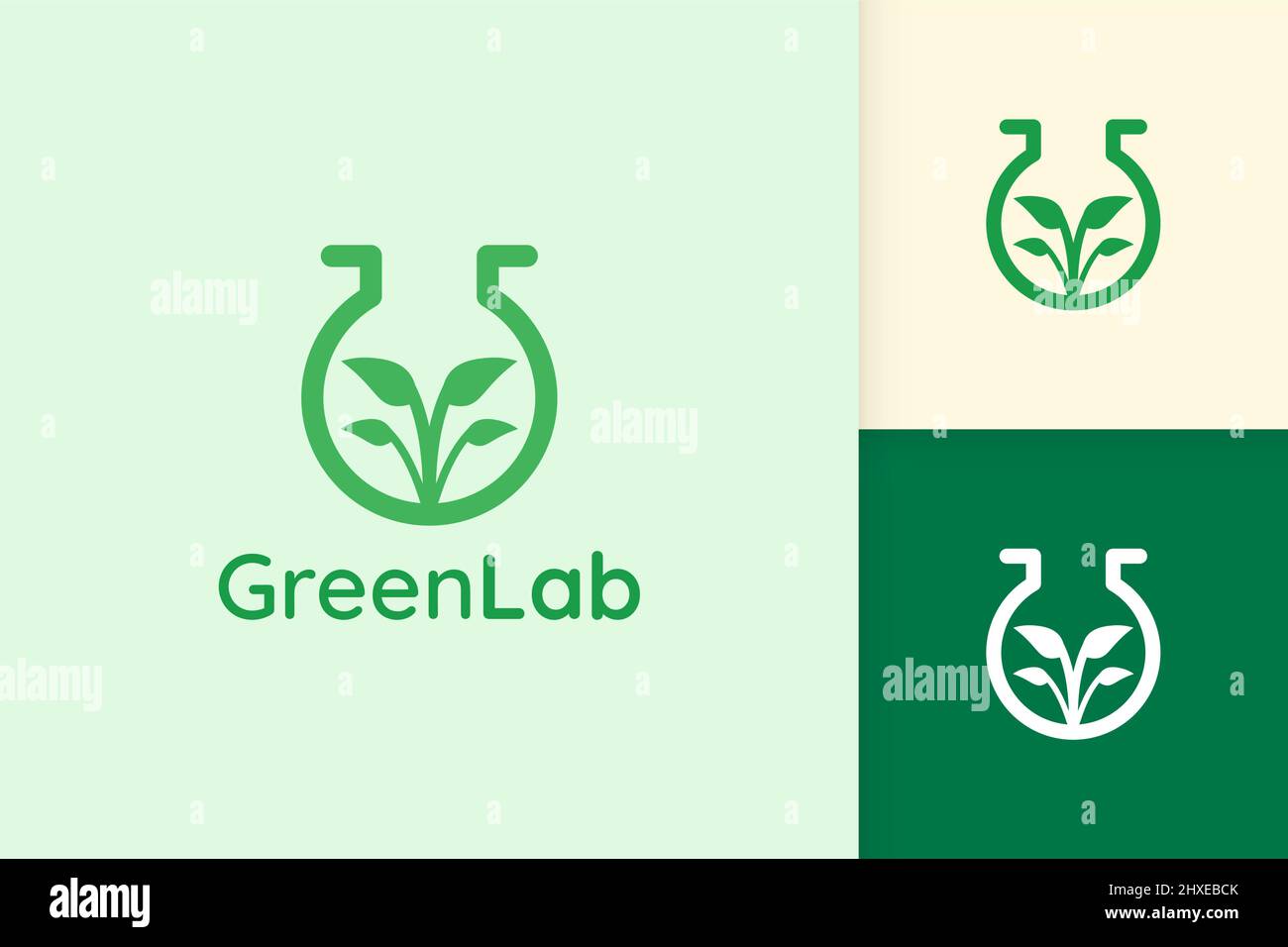 green lab logo with leaf shape for science or chemistry Stock Vector ...