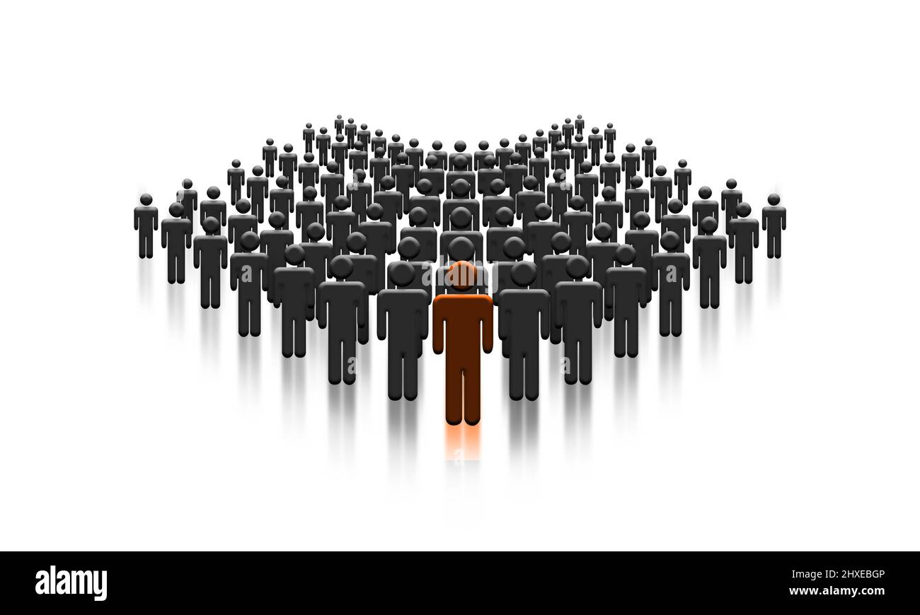 Crowd of people with Leader headman. Unique Character Leading The ...