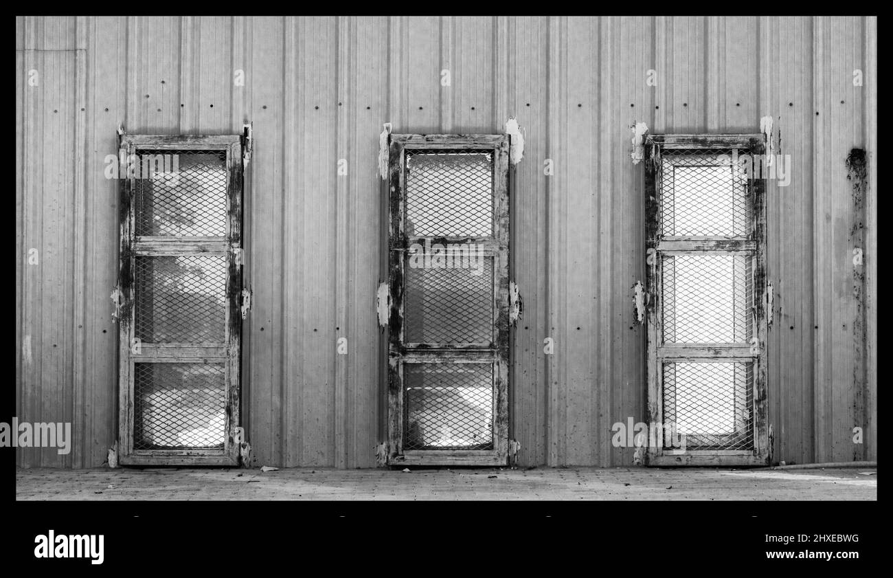 Old Windows-bordered mono Stock Photo - Alamy
