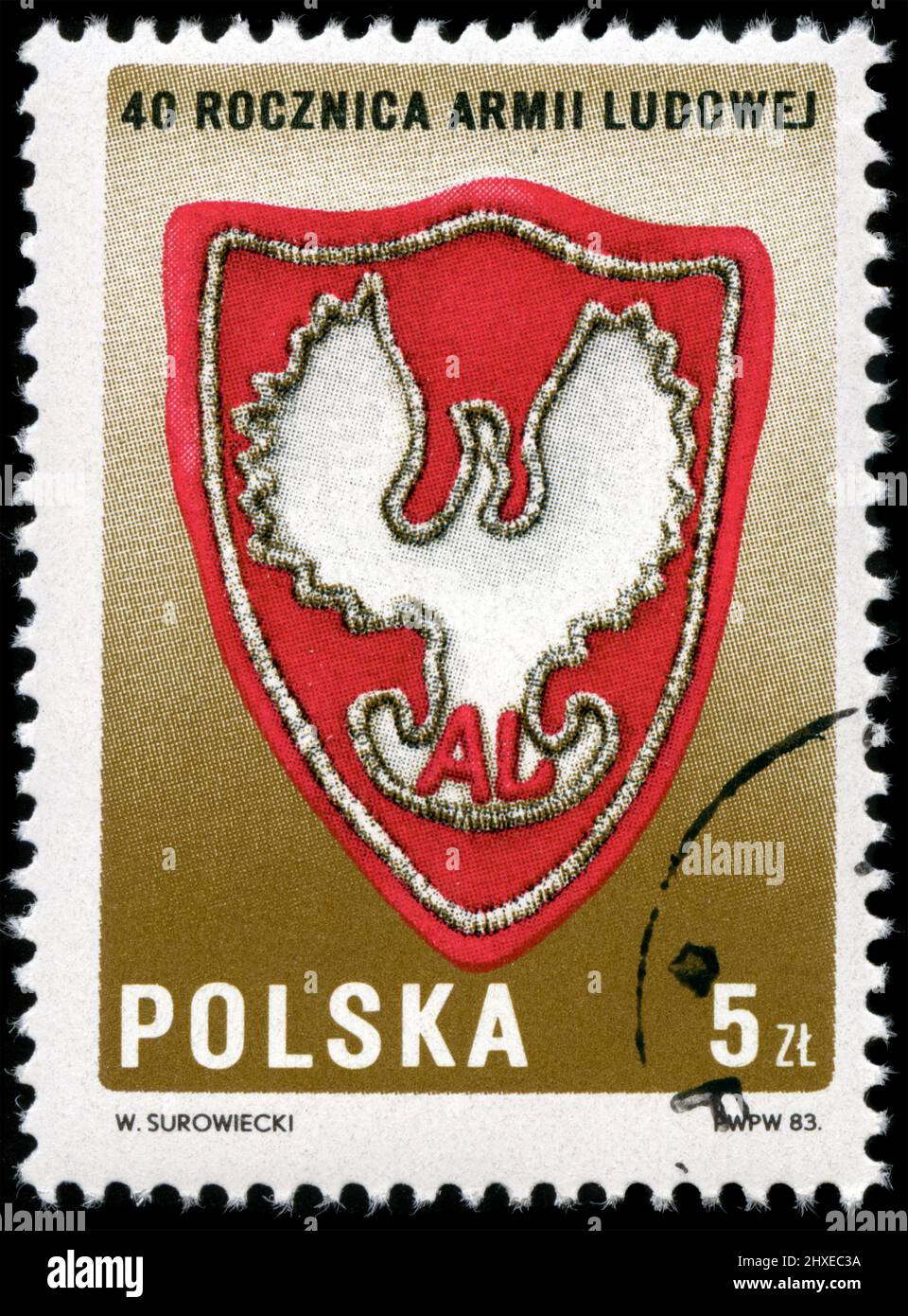 Postage stamp from Poland in the Badge of General Bem Brigade series ...