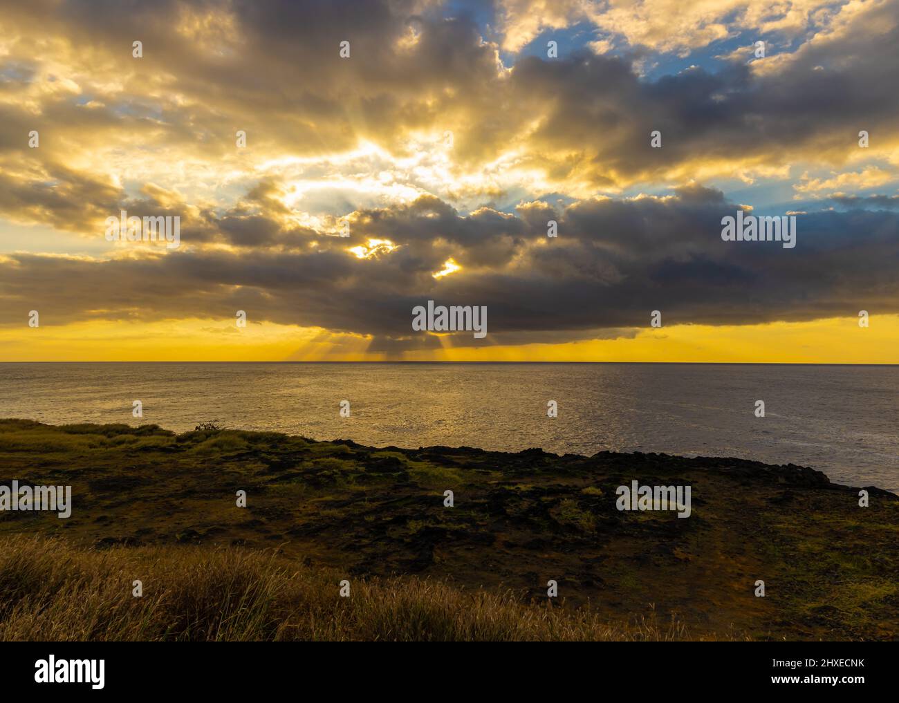 Sunset on The Volcanic Shoreline of Historic Ka Lae (South Point). The ...