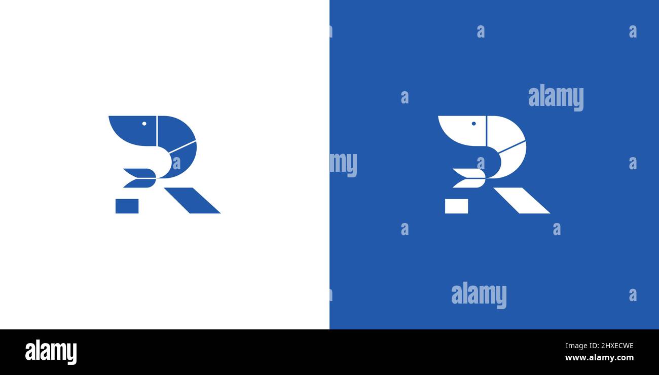 Unique and modern R letter initial shrimp logo design 2 Stock Vector ...