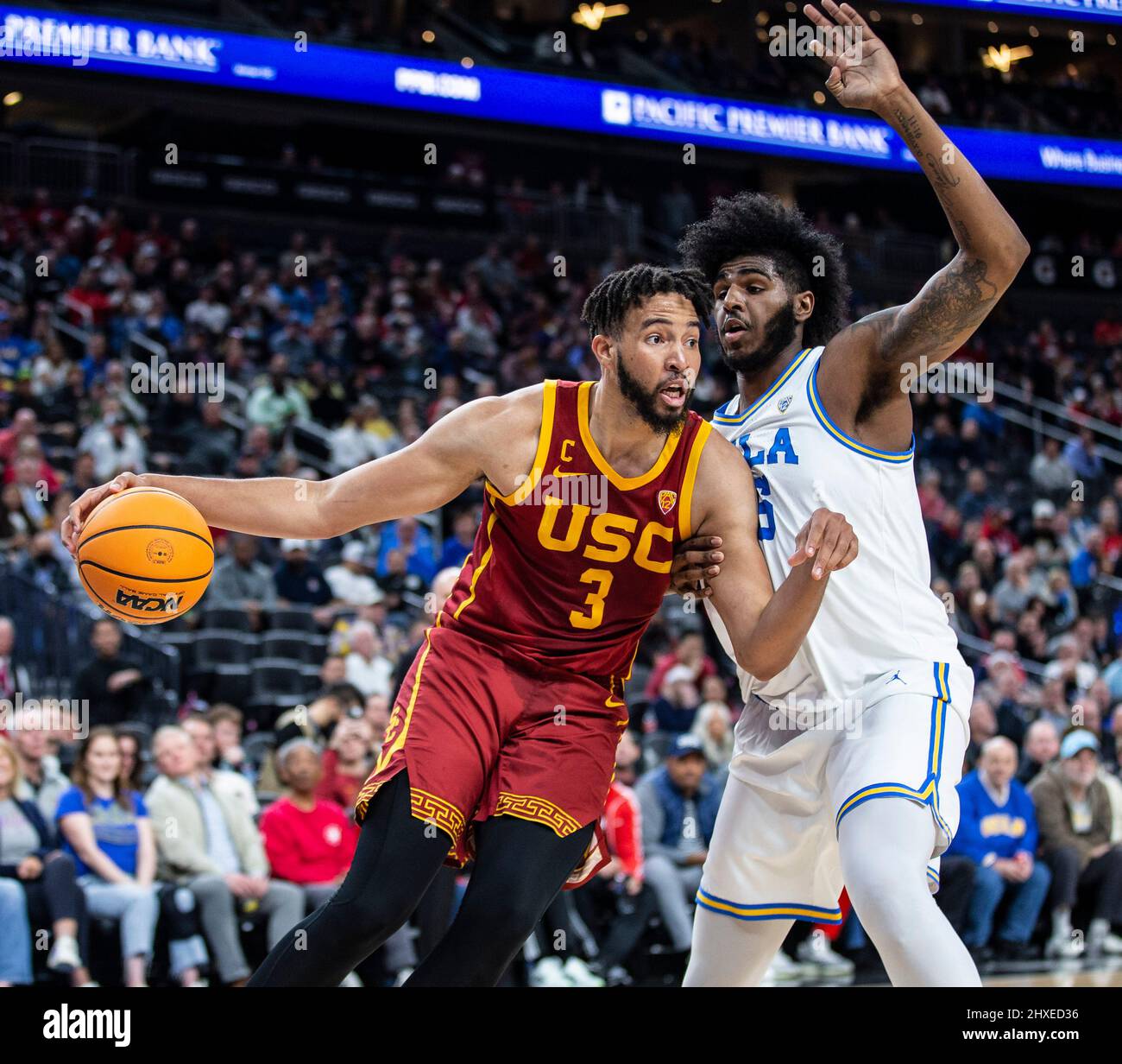 Las Vegas, NV, USA. 11th Mar, 2022. A. USC forward Isaiah Mobley (3 ...