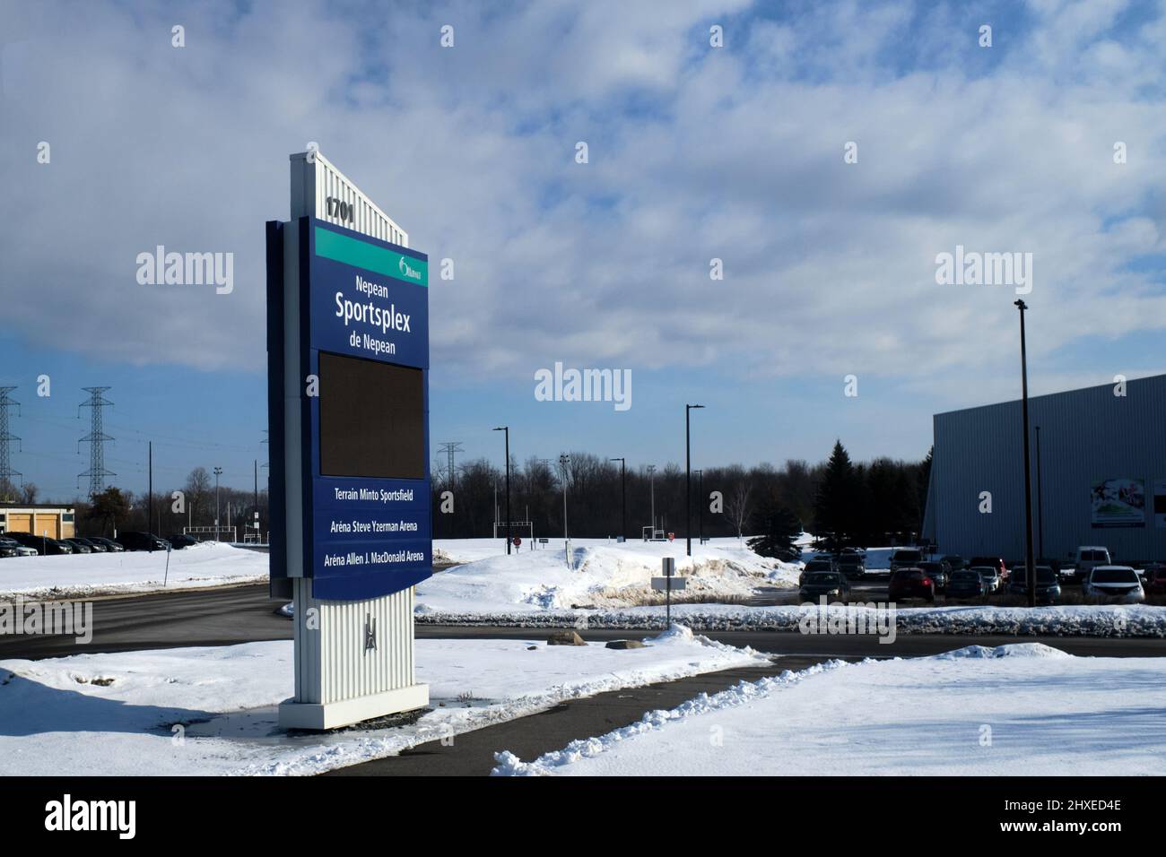 Ottawa, Ontario, Canada - March 9, 2022: The electronic billboard sign ...