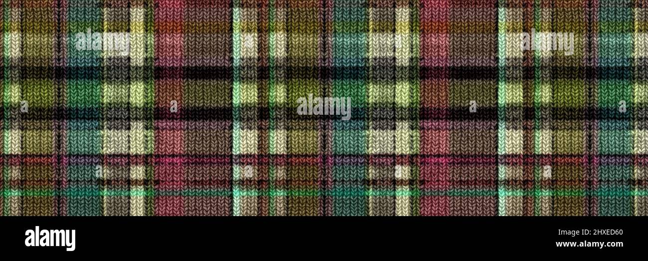 Classic winter tartan knit wool plaid seamless edging border. Retro ...