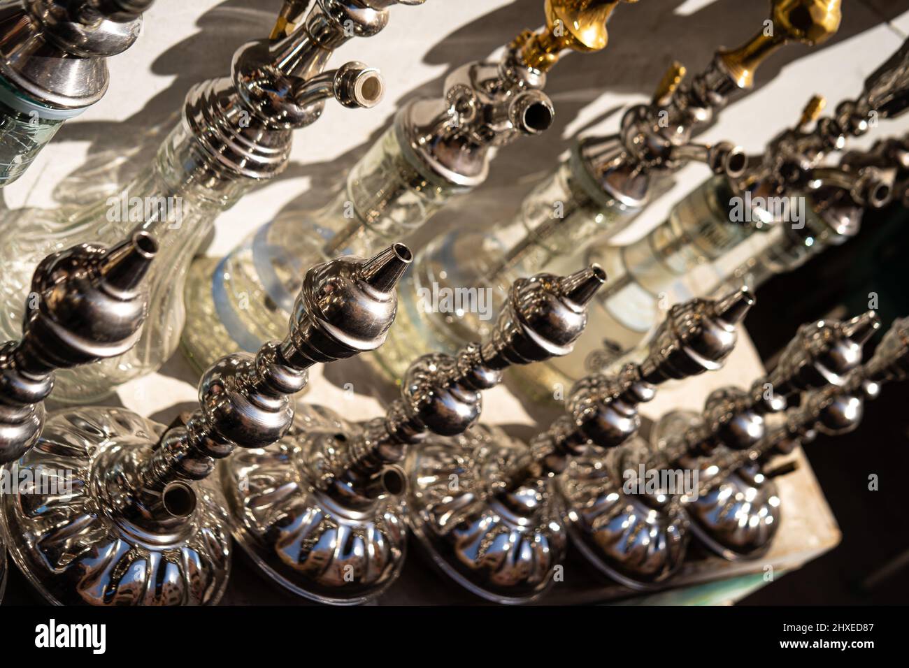Traditional Hookahs or shisha in Souvenir Shop Stock Photo - Alamy