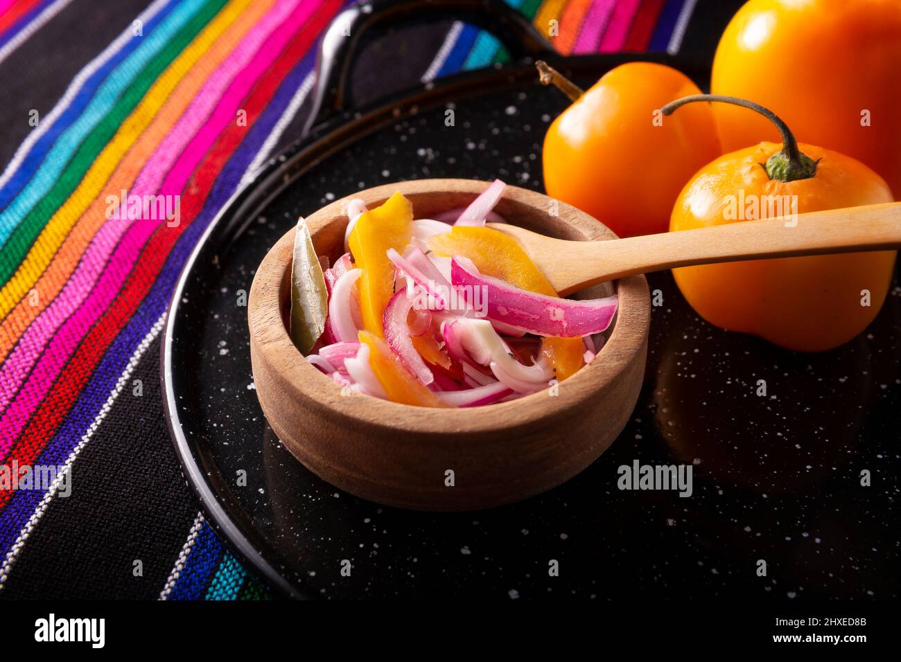 Cebolla Morada Picada. Chopped purple onion with manzano chili and ...