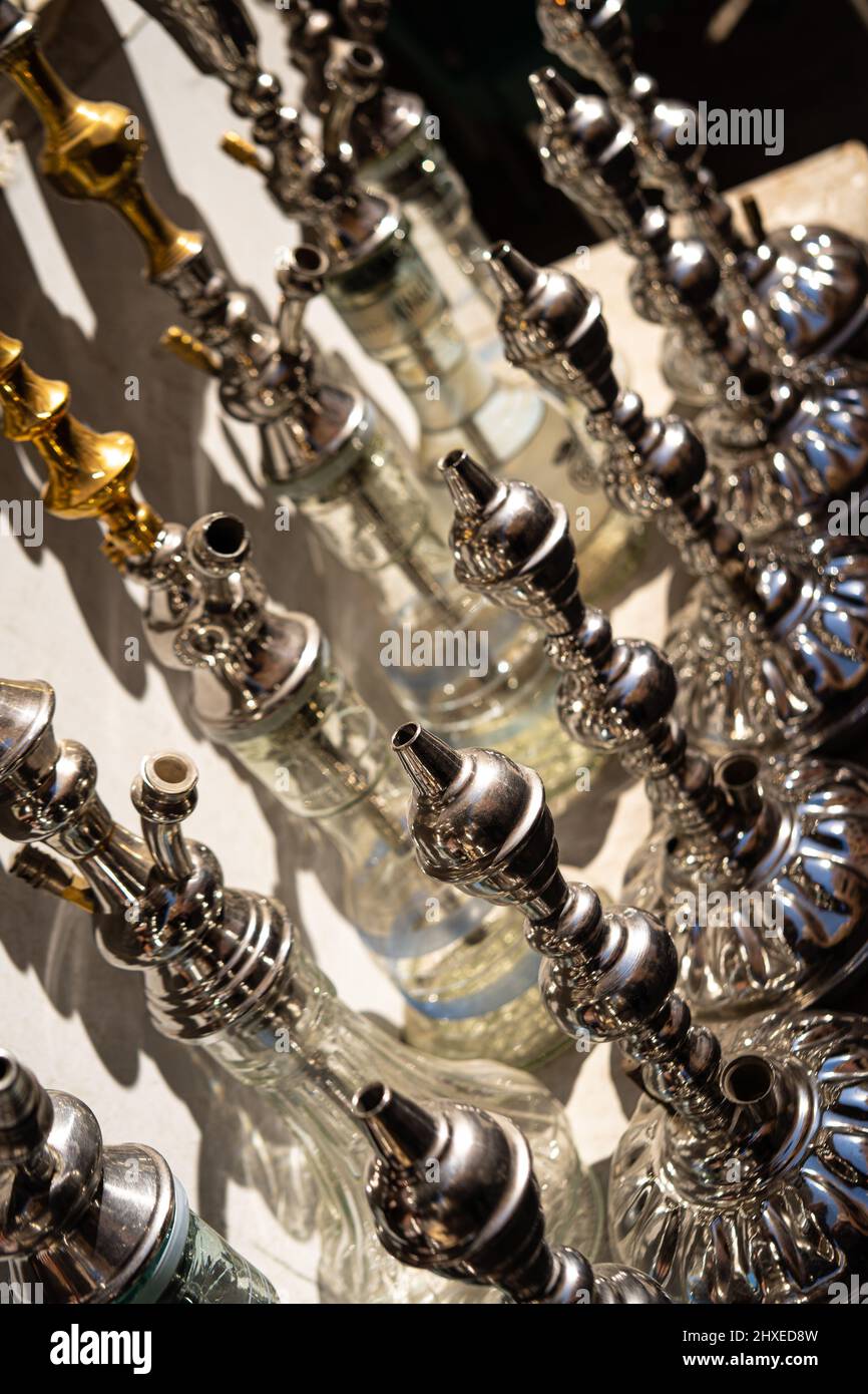 Traditional Hookahs or shisha in Souvenir Shop Stock Photo - Alamy