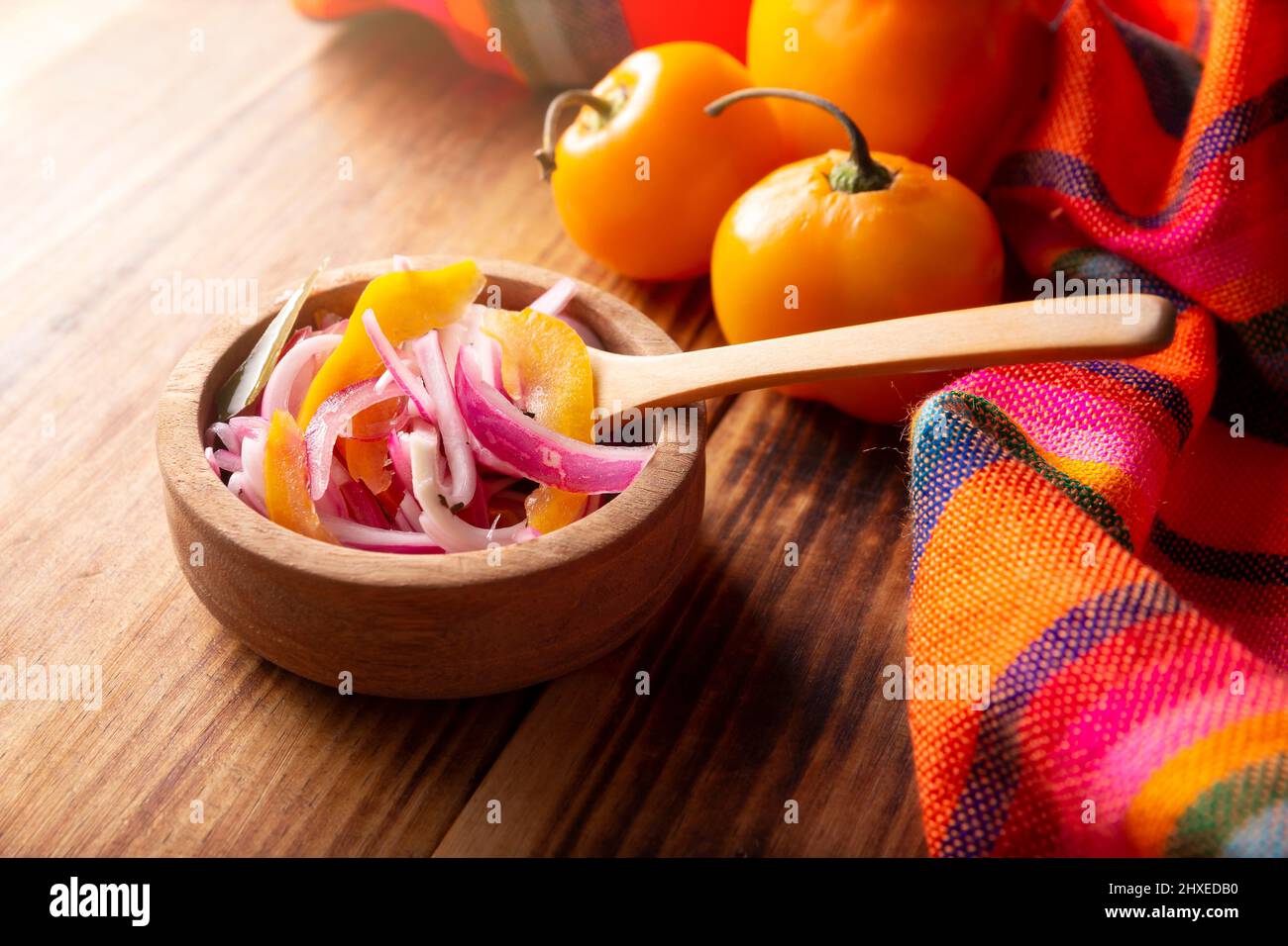 Cebolla Morada Picada. Chopped purple onion with manzano chili and ...