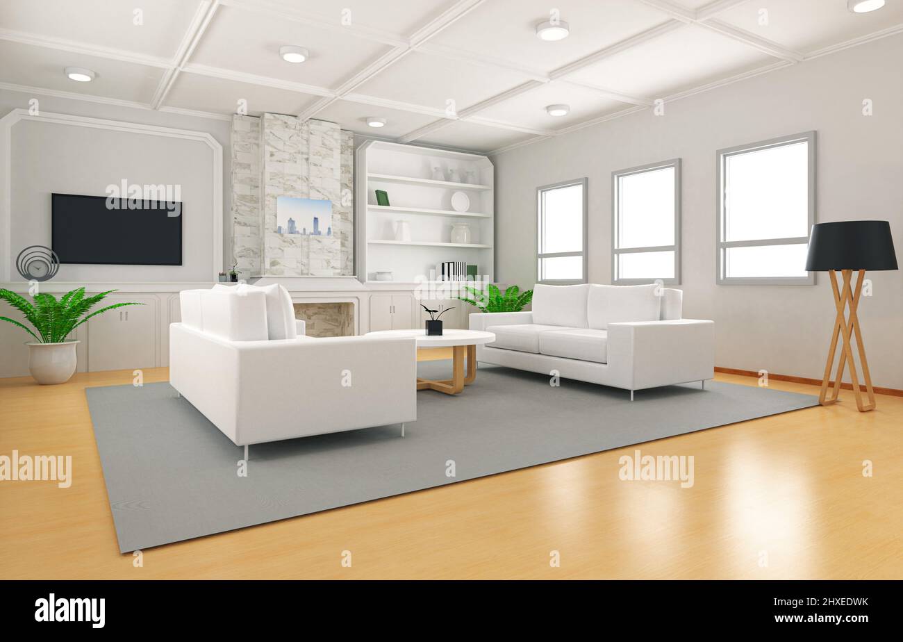 Living room interior in cosy style with sofa and lamp Stock Photo - Alamy