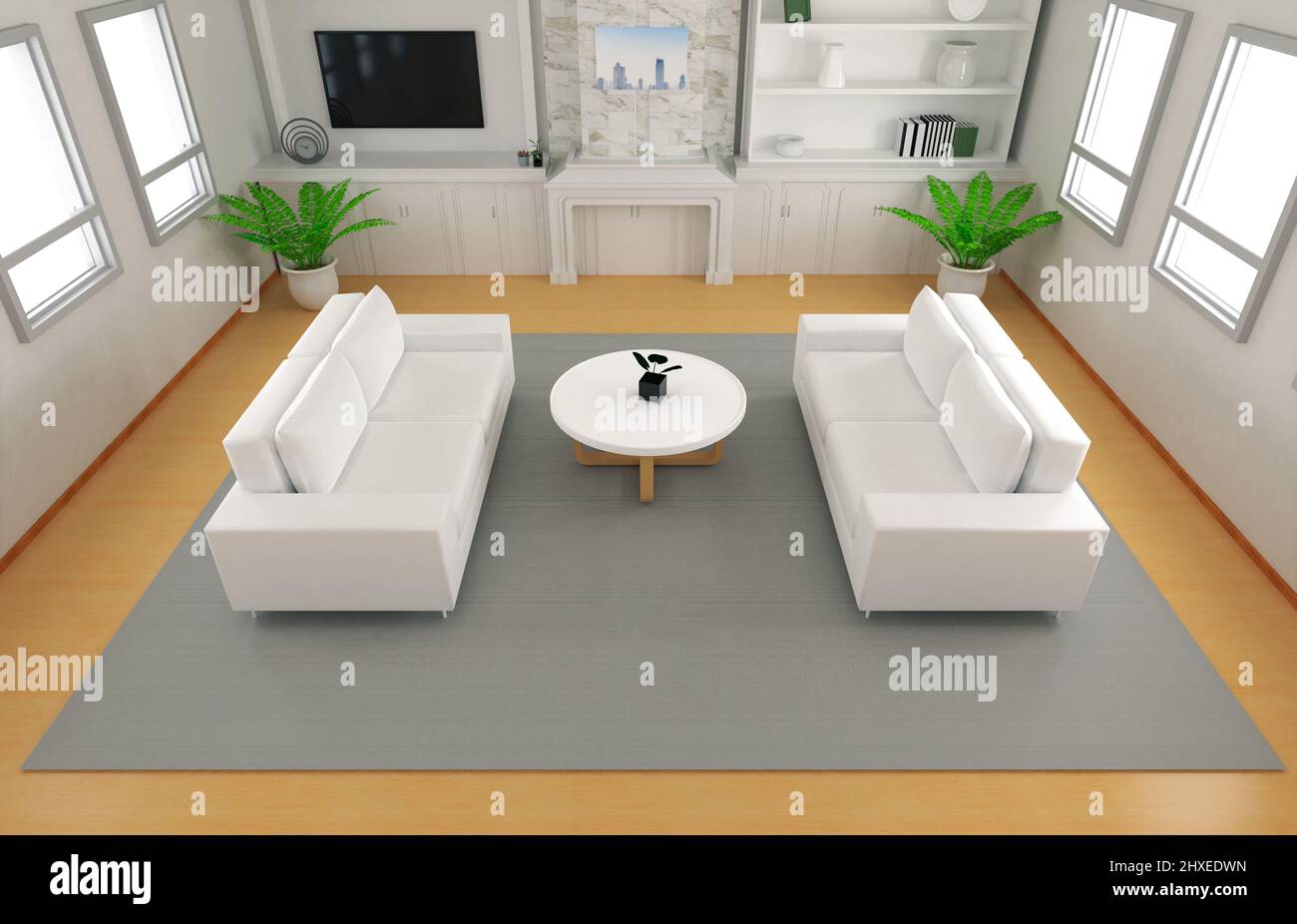 Living room interior in cosy style with sofa and lamp Stock Photo - Alamy