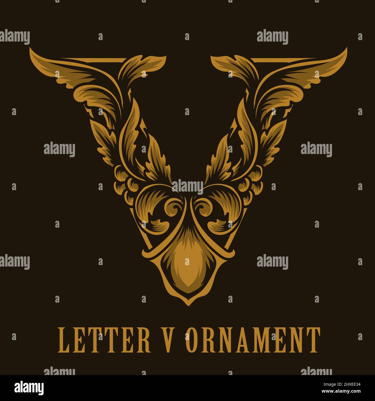 Letter V logo vintage ornament style Stock Vector Image & Art - Alamy