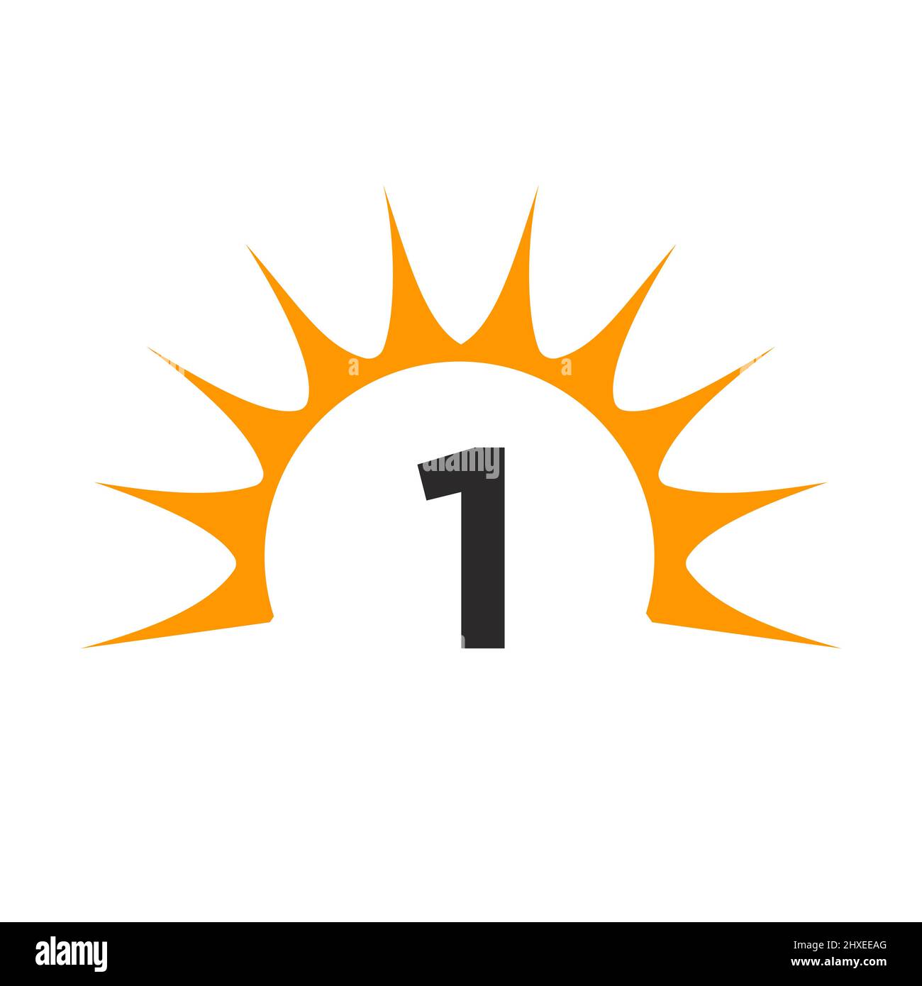 Sun Logo On Letter 1 Concept. Sun Icon Vector Design With 1 Letter ...