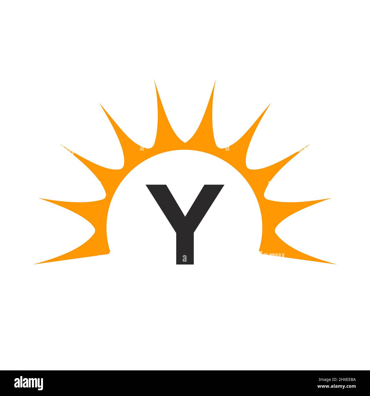 Sun Logo On Letter Y Concept. Sun Icon Vector Design With Y Letter ...