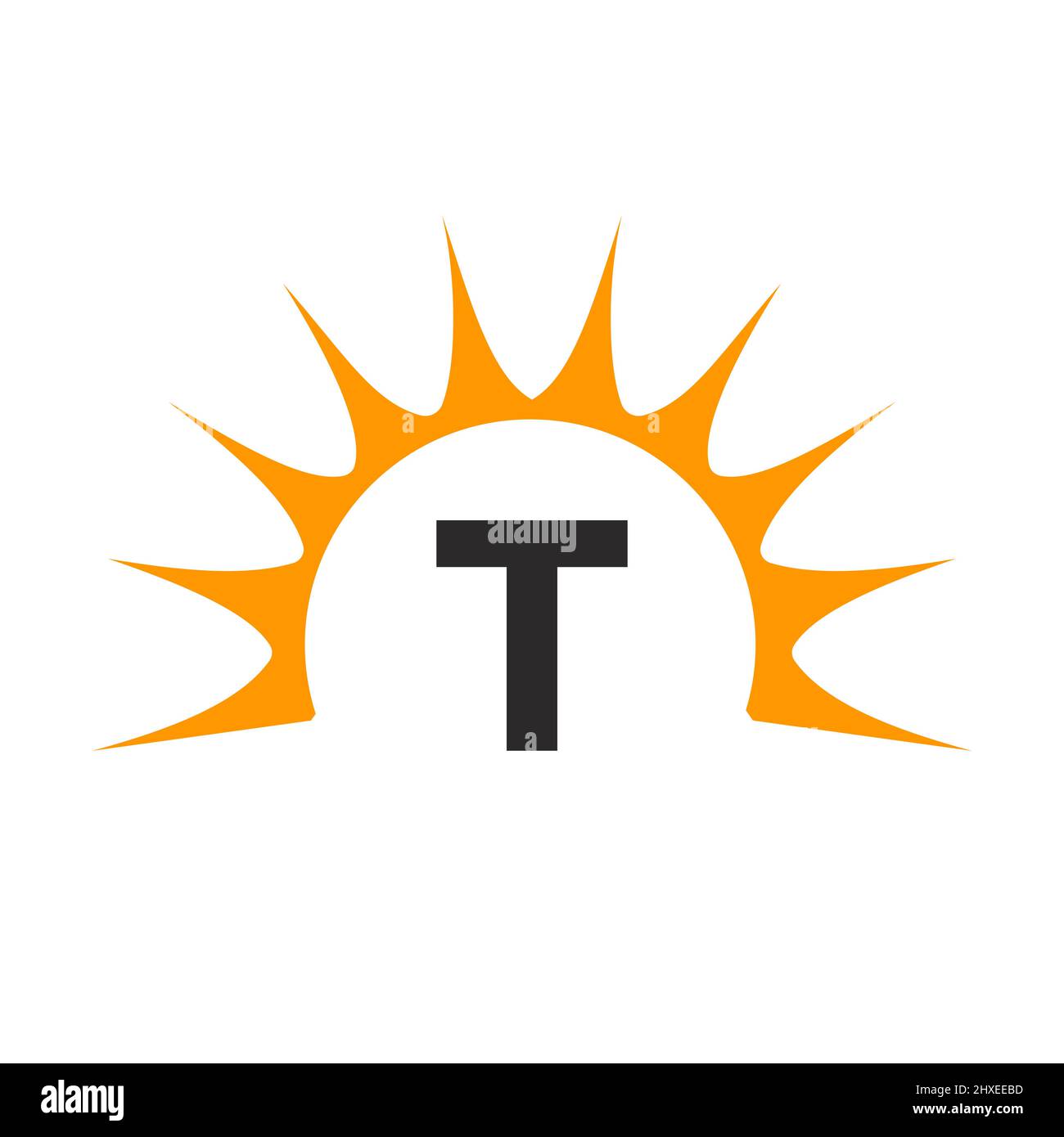 Sun Logo On Letter T Concept. Sun Icon Vector Design With T Letter ...